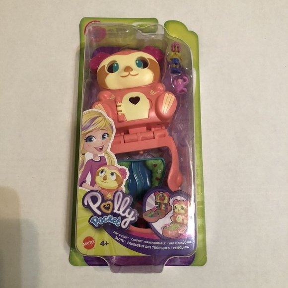 Mattel | Toys | Polly Pocket Flip Find Pink Sloth Playset Kids Toy ...